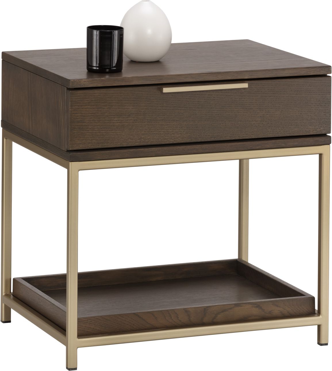 SUNPAN Rebel Nightstand (Brown Wood with Gold Base) - 104607 | Modern ...